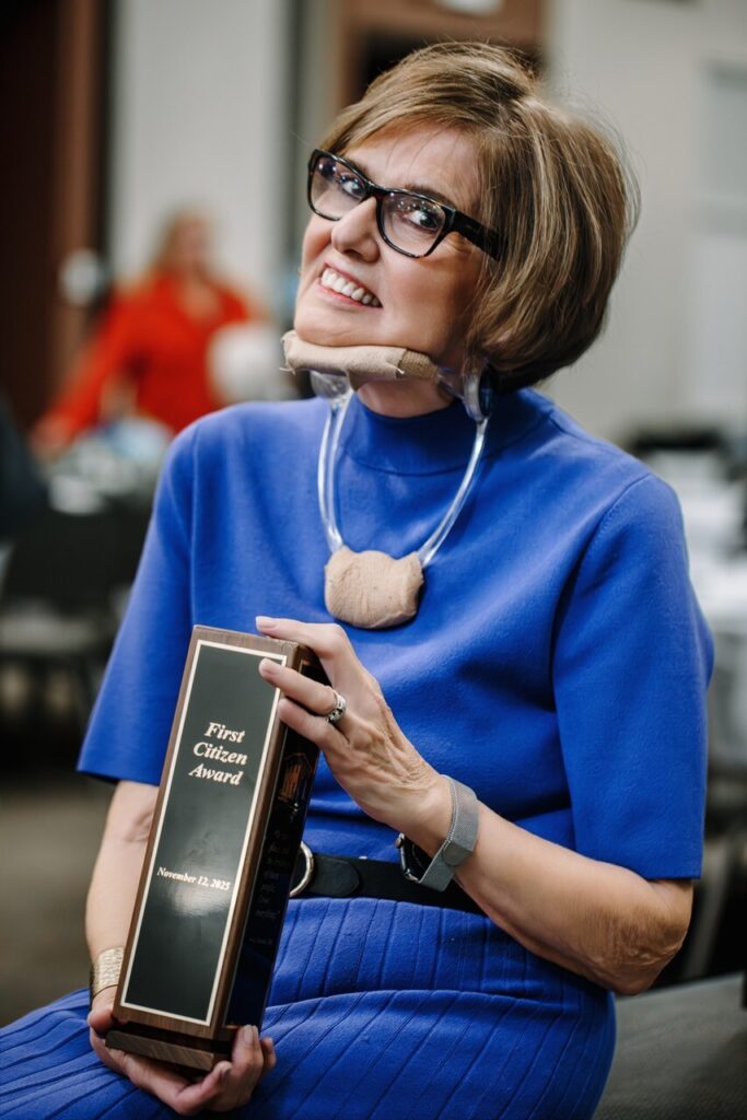 Diane R. with award - Les Turner ALS Foundation